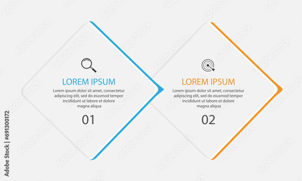 business infographic template 2 options or steps. thin line design with ...