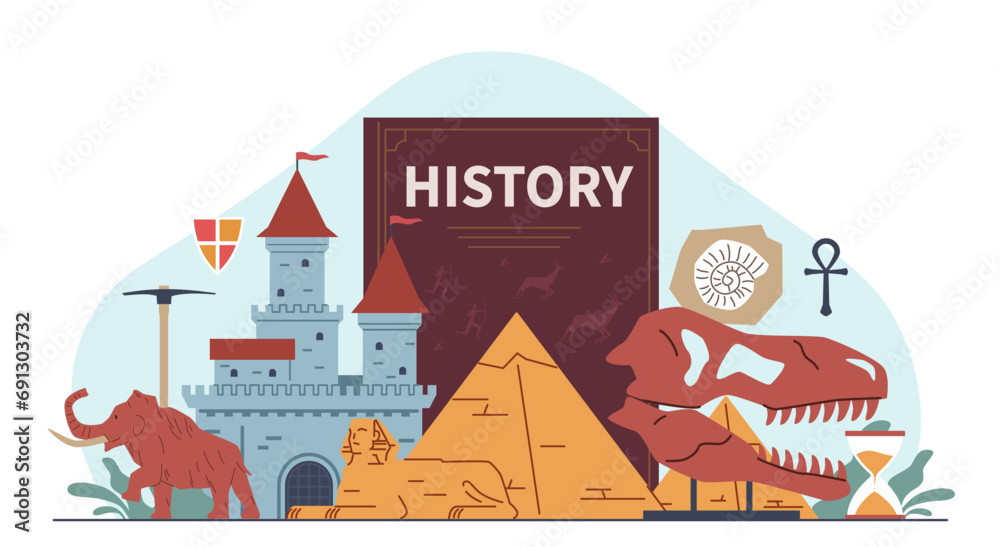 History elements composition. Time periods, elements of ancient ...