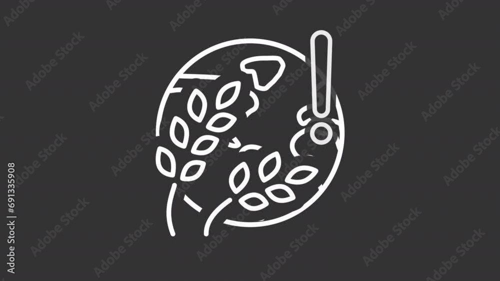Farm crisis white line animation. Wilted crop and planet animated icon ...