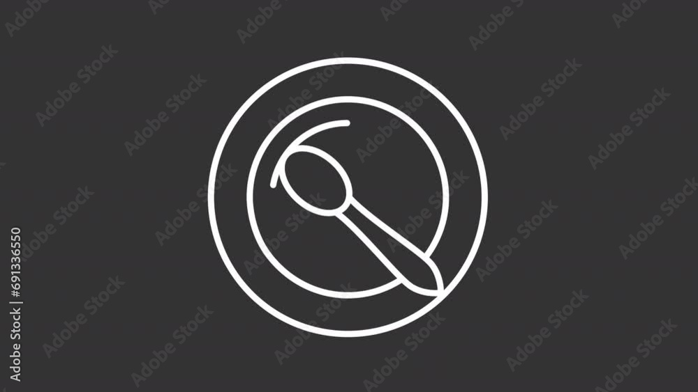 Malnutrition white line animation. Empty plate animated icon. Food ...