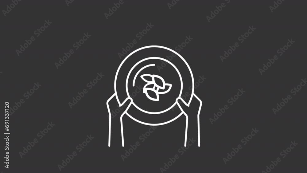 Asking for food white line animation. Empty plate animated icon. Food ...