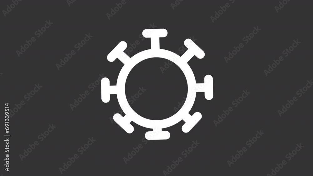 Vidéo Stock Animated virus cell white icon. Health risk white line ...