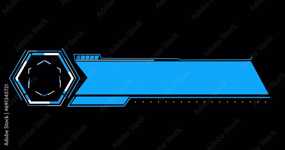4K blue-colored futuristic hud lower third in an alpha channel. Sci-fi ...