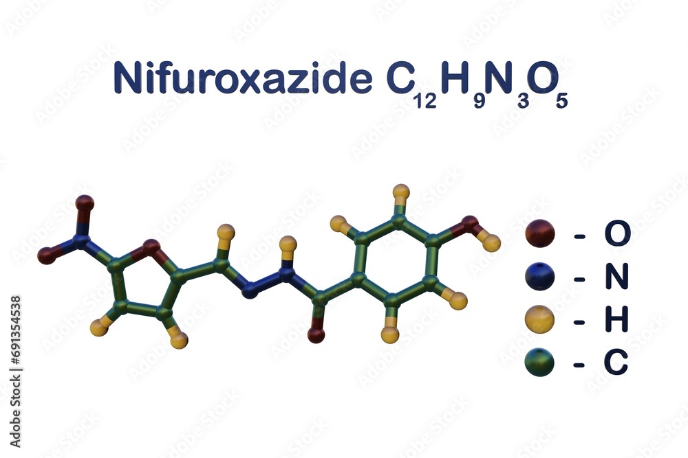 Nifuroxazide, an oral nitrofuran antibiotic, used to treat colitis and ...