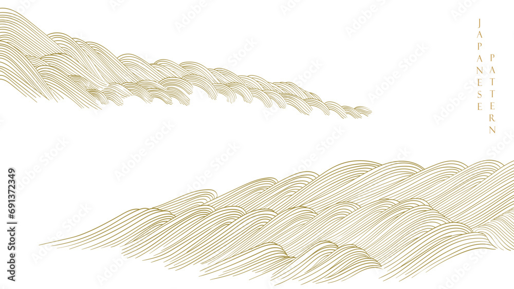 Oriental natural wave pattern with ocean wave decoration banner design ...