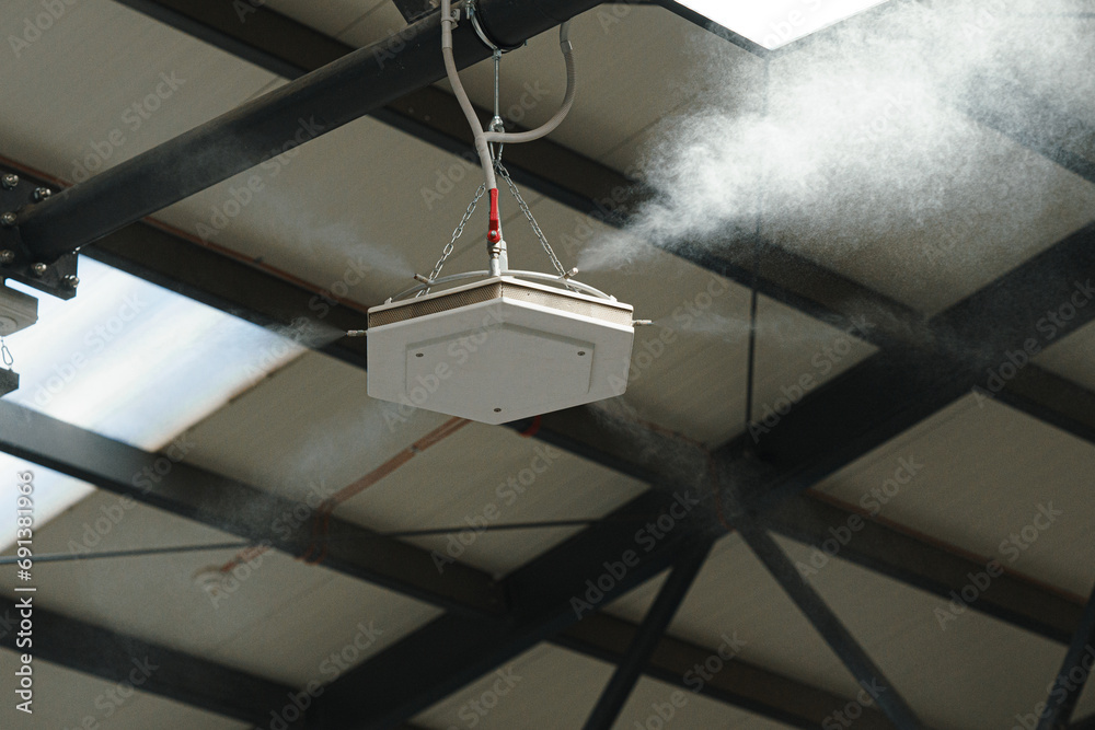 Industrial dust control system in modern manufacturing factory. Dust ...