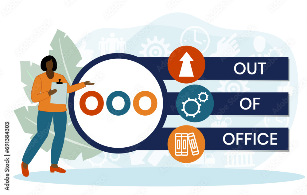 OOO - Out Of Office acronym. business concept background. vector ...