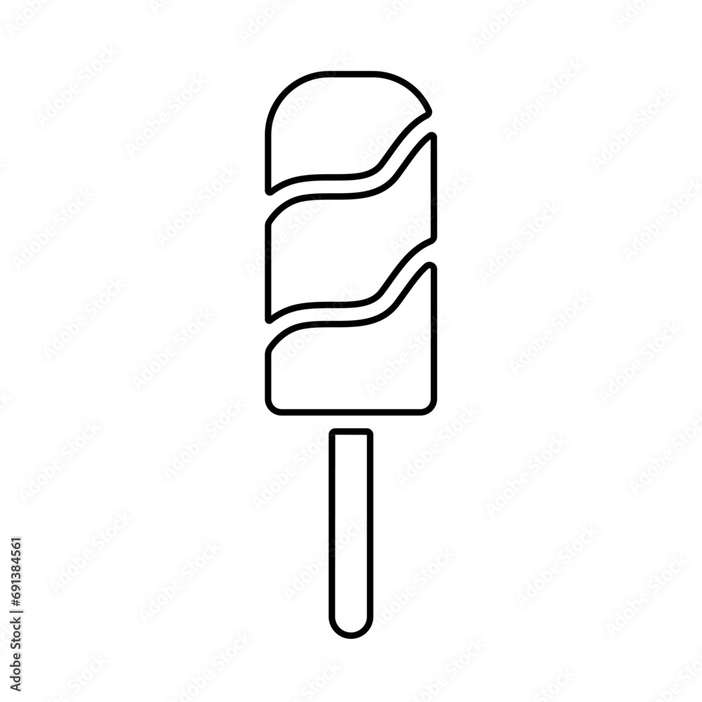 Ice cream icon, black outline clipart on white. Ice lolly or striped ...