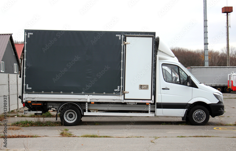 Vinnytsia, Ukraine; November 19, 2023. White Mercedes-Benz Sprinter ...
