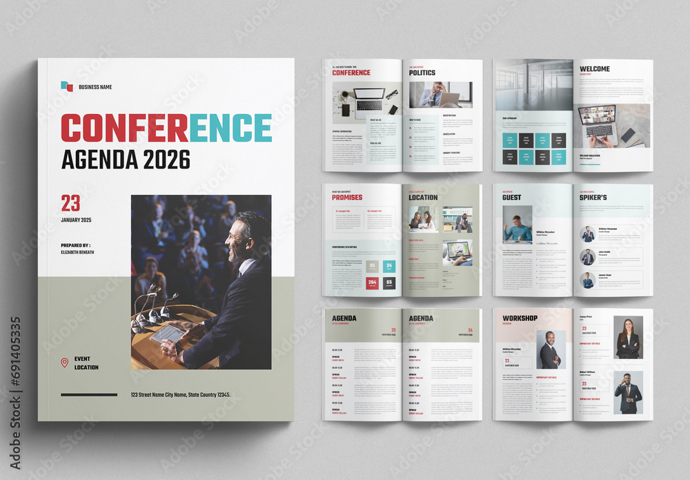 Conference Agenda Template Design Layout Stock Template | Adobe Stock