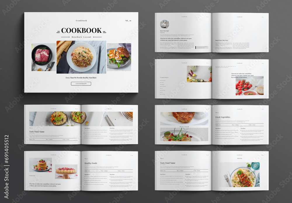 Cookbook Layout Design Recipe Book Template Landscape Stock Template ...
