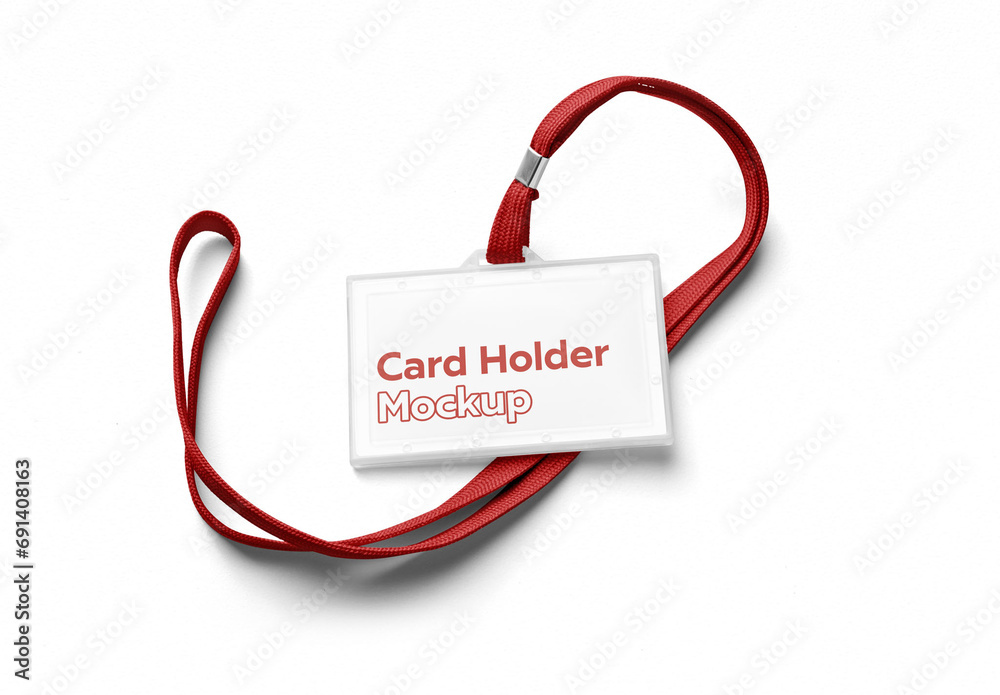 Mockup of customizable card holder and lanyard, editable background ...