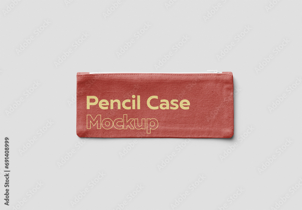 Mockup of customizable pencil case against editable background Stock ...