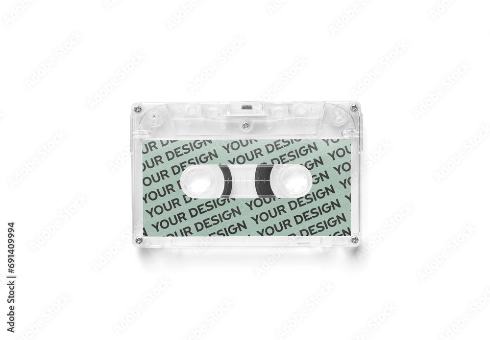 Mockup of customizable retro cassette tape and label Stock Template ...