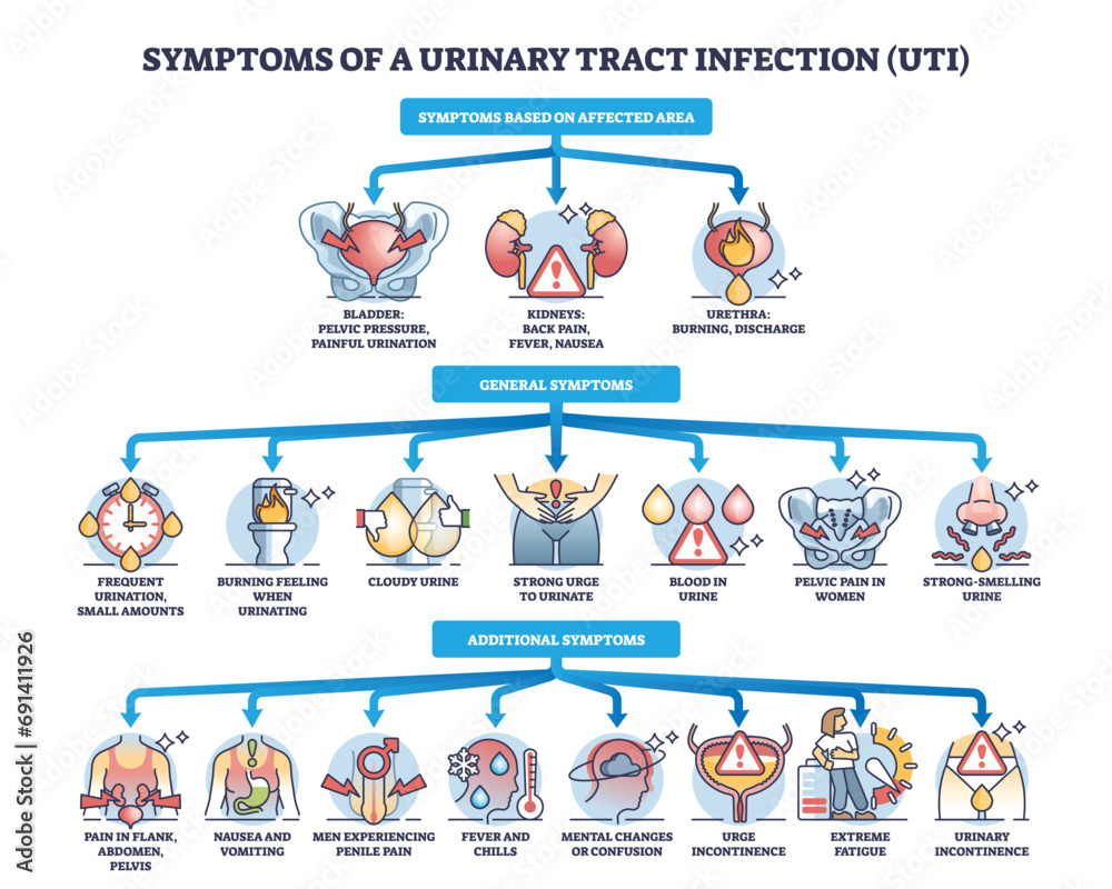 Poster Symptoms of urinary tract infection or UTI bladder disease ...