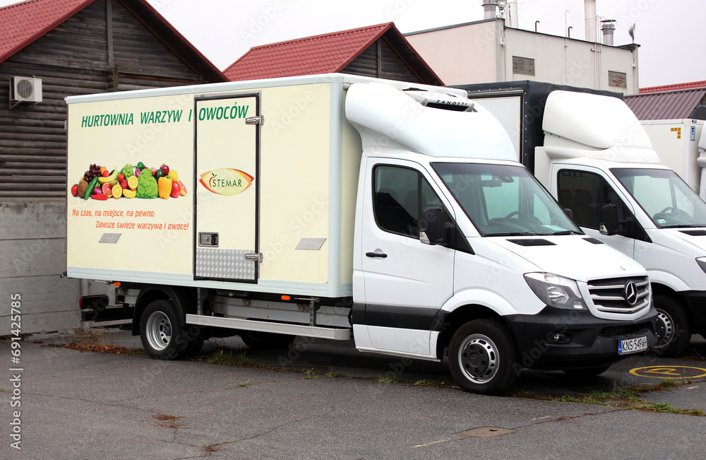 Vinnytsia, Ukraine; November 19, 2023. White Mercedes-Benz Sprinter ...