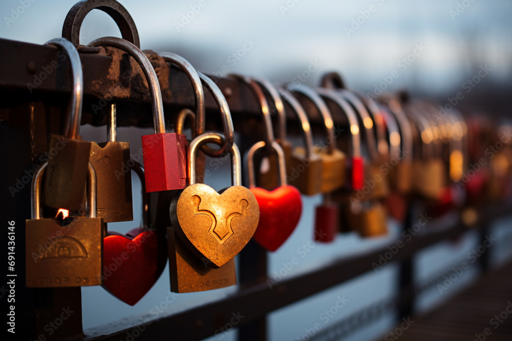 Locking Love: Padlocks on a Railing as a Symbol of Togetherness Stock ...