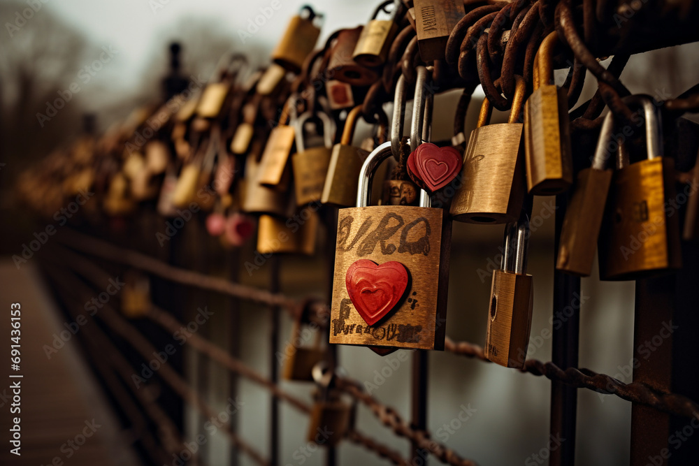 Locking Love: Padlocks on a Railing as a Symbol of Togetherness Stock ...