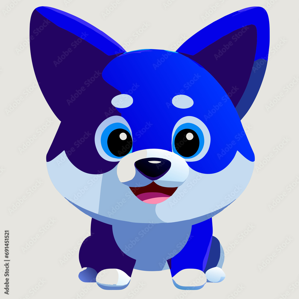 Animated cheerful dog with floppy ears. Image showing a dog's face ...