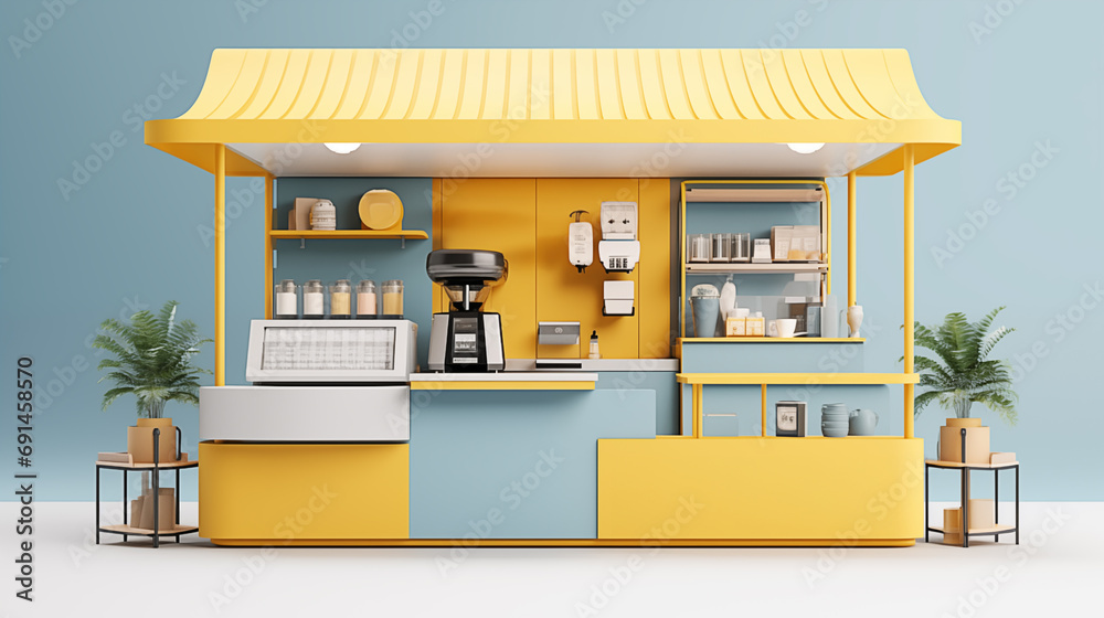 Coffee sampling and selling booth, Coffee shop design, Cute pastel ...