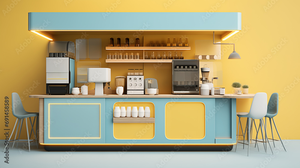 Coffee sampling and selling booth, Coffee shop design, Cute pastel ...