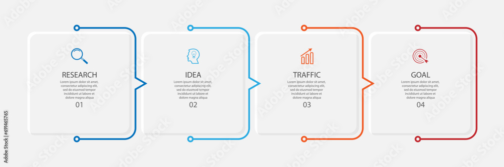 business infographic template 4 options or steps. thin line design with ...