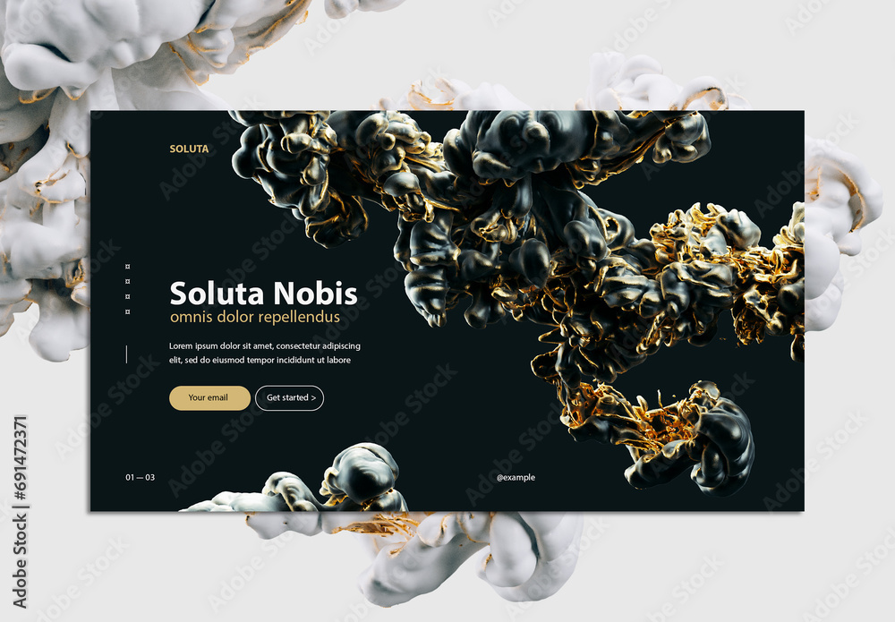 UI Desktop Layout Design with Futuristic Abstract Form Stock Template ...