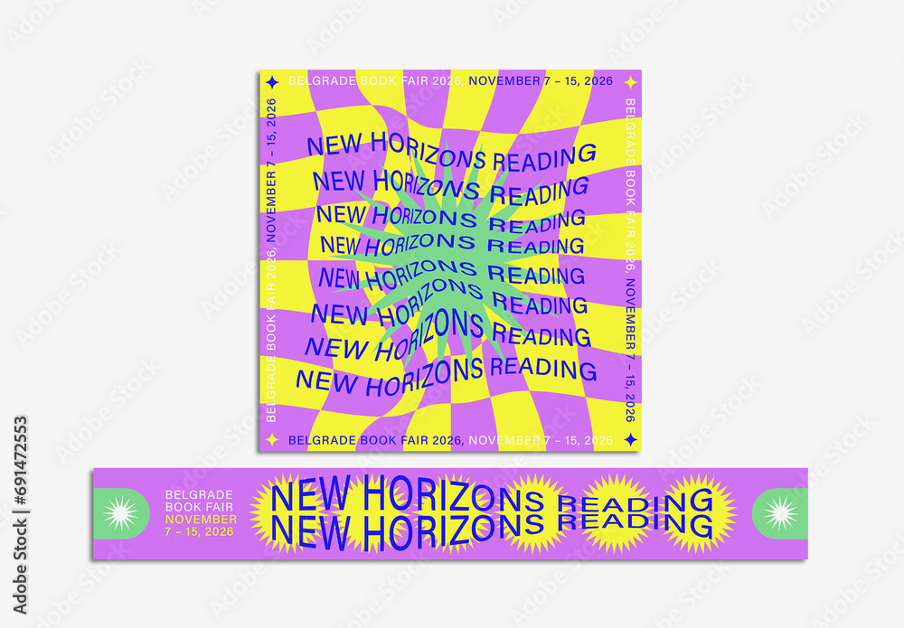 Set of Website Banners Layout Design with Distorted Typography Stock ...