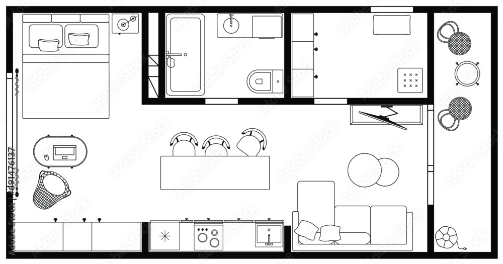 Apartment floor plan. Architecture micro studio plan of condominium ...
