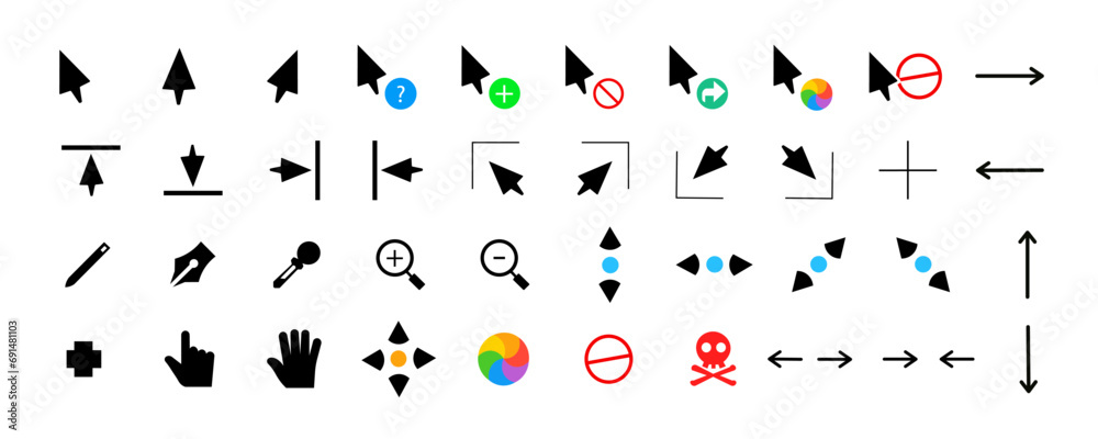 vector symbols mouse cursors to mac os vector icons isolated mouse ...