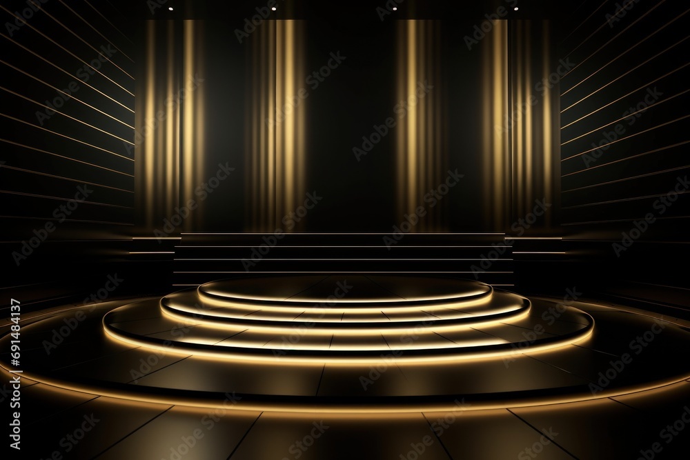 Gold Stage Background with Dark and Light Elements Stock Illustration ...
