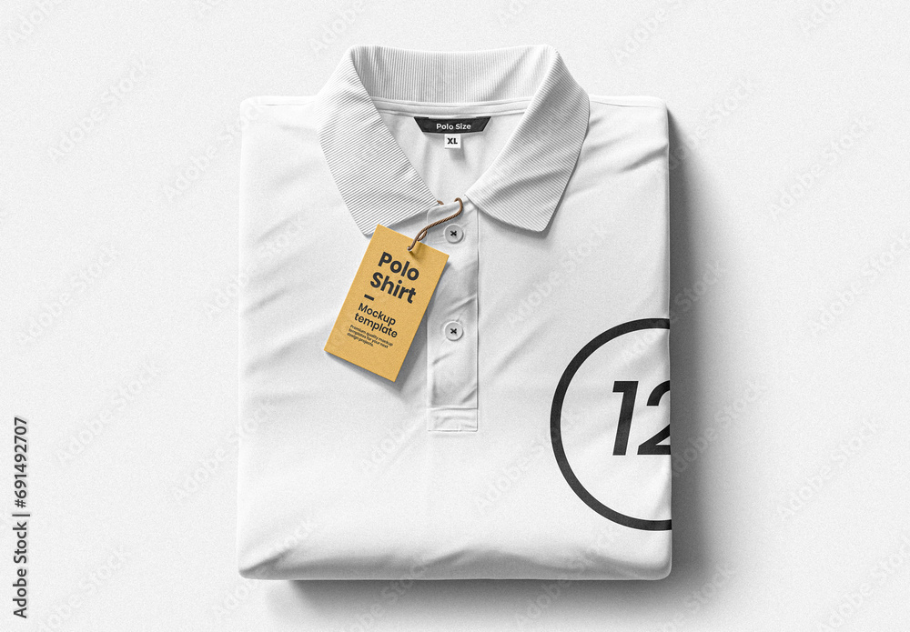 Folded Collar T-Shirt Mockup Stock Template | Adobe Stock