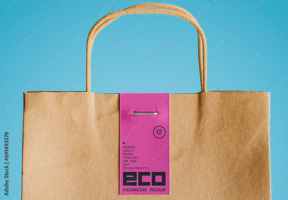 Takeaway Paper Bag Label Mockup Stock Template | Adobe Stock