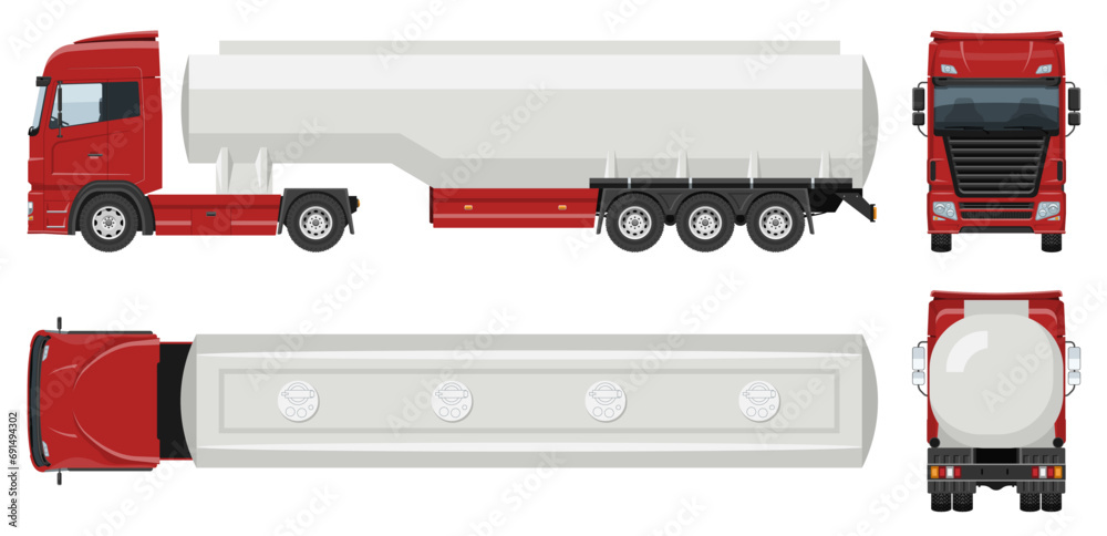 Tanker truck vector template with simple colors without gradients and ...