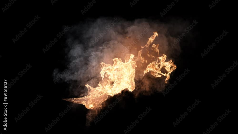 Flame thrower blowing on transparent background 4K video with alpha ...