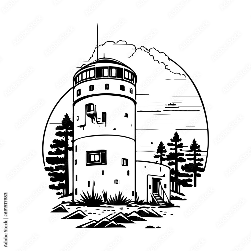 Observation post Icon hand draw black colour army logo symbol perfect ...