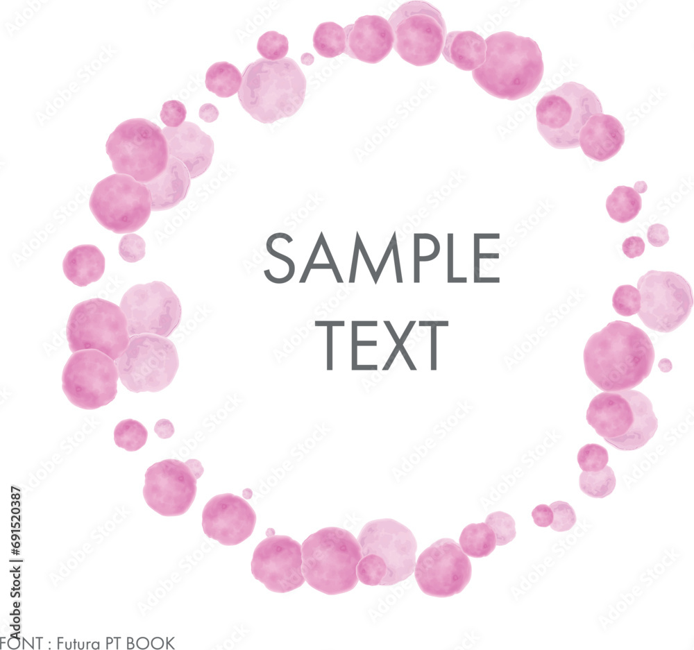 Hand-drawing watercolor pink circle dots frame, vector illustration ...