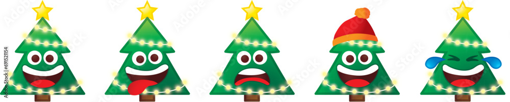 CHRISTMAS TREE EMOTICONS - EMOJIS COLLECTION VECTOR SET 1 Stock Vector ...