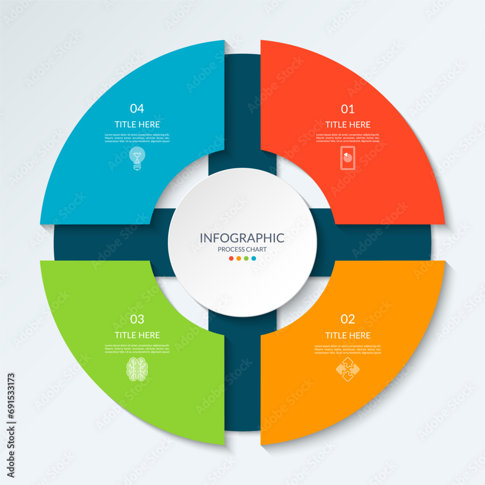 Infographic circle with 4 options, parts. 4-step cycle diagram for ... Infographic circle with 4 options, parts. 4-step cycle diagram for ...