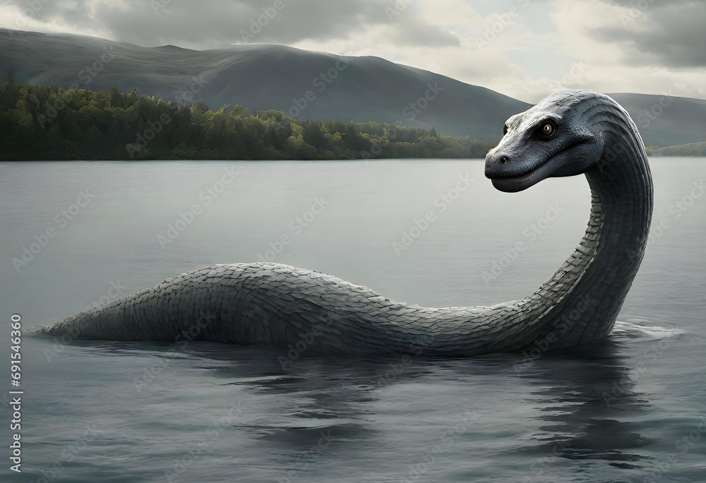 Poster Loch Ness Monster Nessi Realistic Photograph. Generativ AI ...