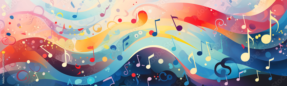 Abstract illustration of musical background with music notes and ...