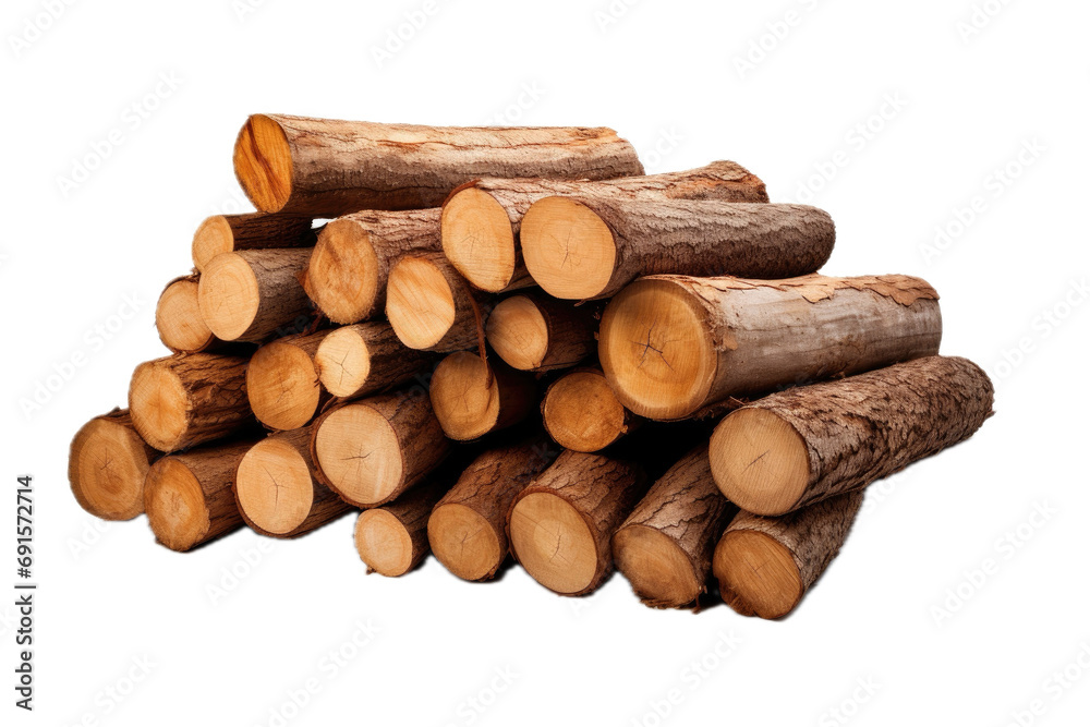 a stack of logs in a 3/4 view, isolated and transparent PNG in a ...