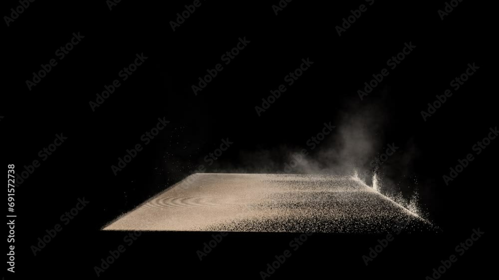 Wall of Dust and sand falling on the ground, transparent background 4K ...