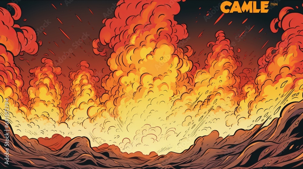 Fantastic fire and smoke backgrounds from a comic book. Hand-drawn ...