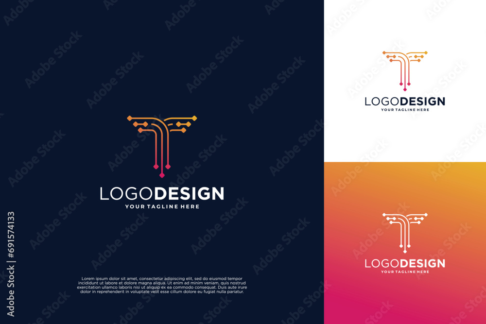 Technology letter T logo design. Symbol technology, Artificial ...