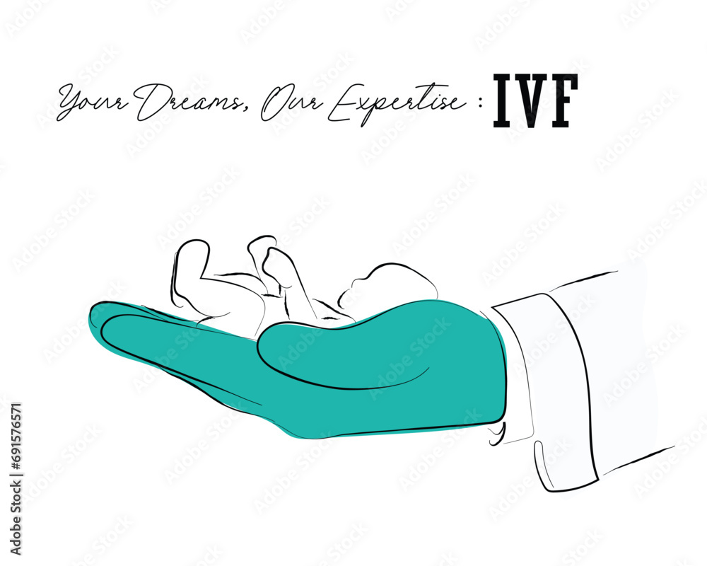 hand drawn line art vector of IVF Awareness. Role of technology in ...