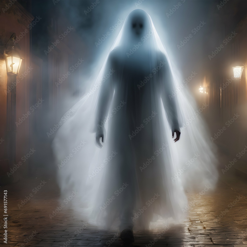 Ghostly encounter An illustration capturing a person's encounter with a ...