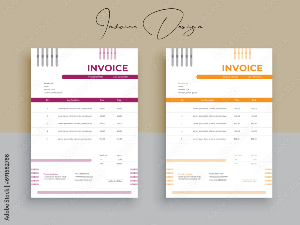 Clean invoice template vector design. Invoice Design. Business invoice ...