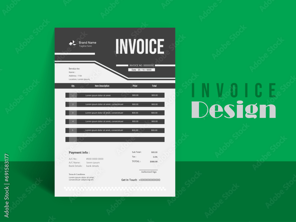 Clean invoice template vector design. Invoice Design. Business invoice ...