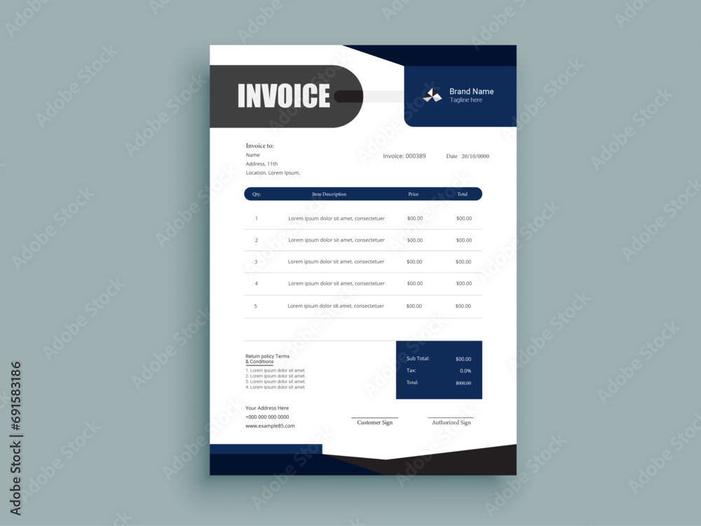 Clean invoice template vector design. Invoice Design. Business invoice ...